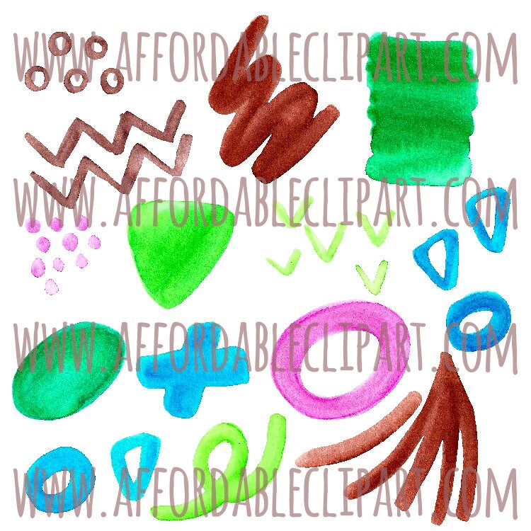 Hand Painted Rainbow Abstract Clip Art, Rainbow Watercolor Abstract ...