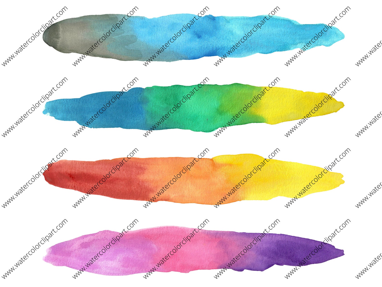 Multicolor Watercolor Blog Headers Clip Art, Rainbow Clipart, INSTANT ...
