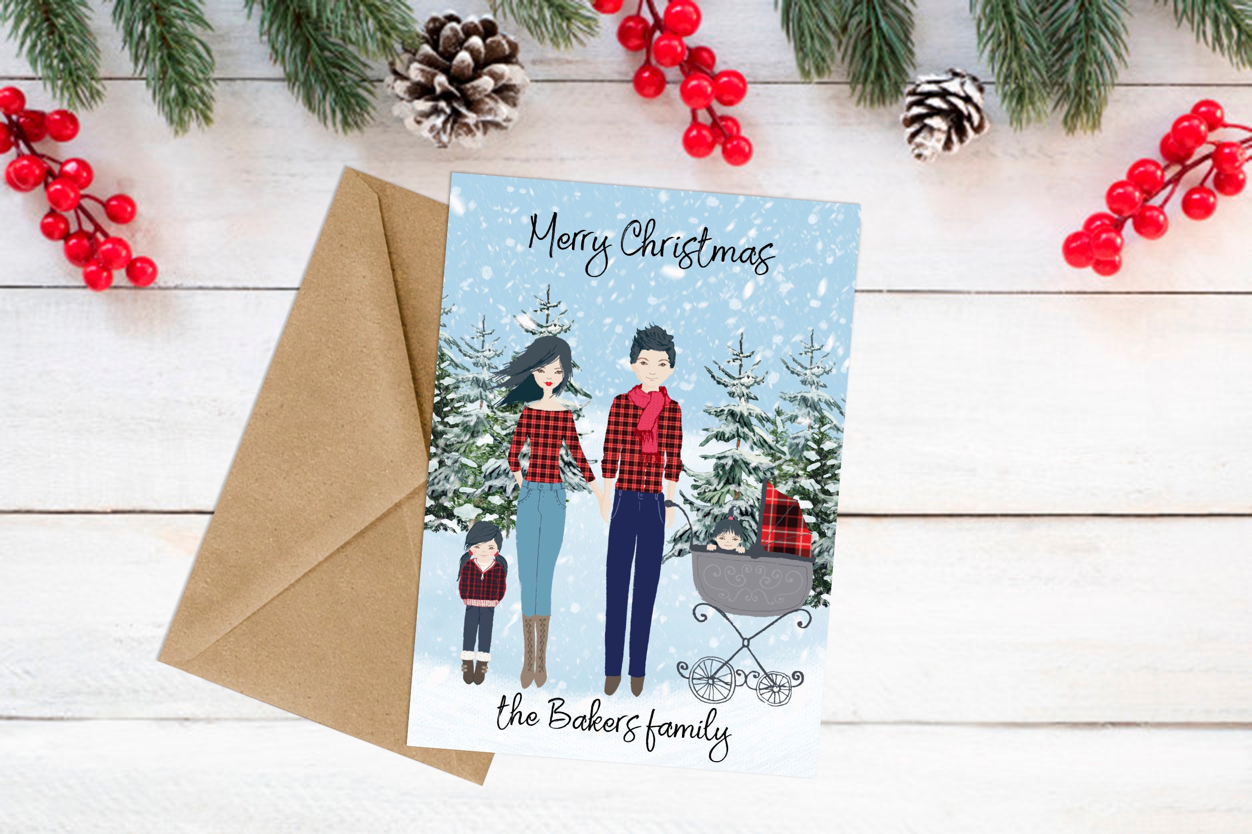 Printable Family Portrait Custom Christmas Card, Digital Family ...