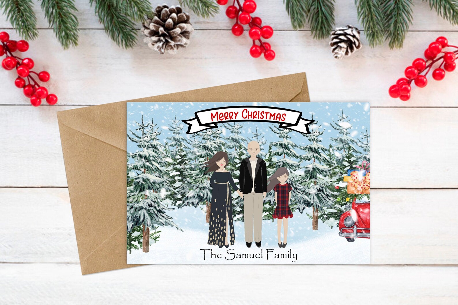 Printable Family Portrait Custom Christmas Card, Digital Family ...
