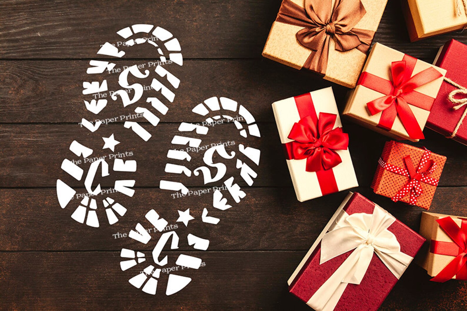 Santa Foot Print SVG, DIY Santa's Boot Print Stencil Cut Files, Santa ...