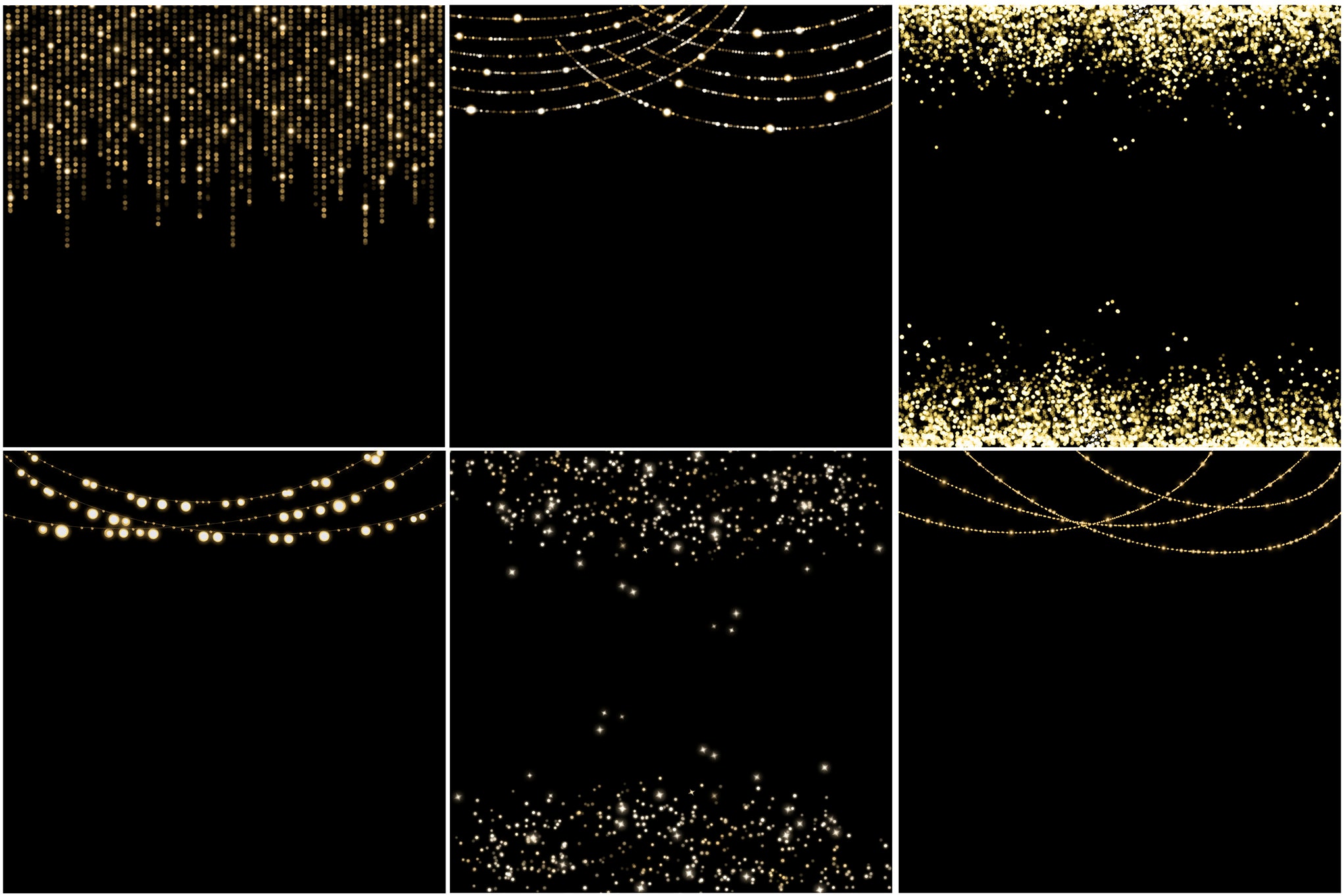 Black and Gold Digital Paper Pack, Gold Confetti Background, INSTANT ...