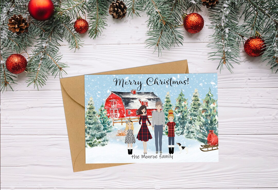 Printable Family Portrait Custom Christmas Card, Digital Family ...