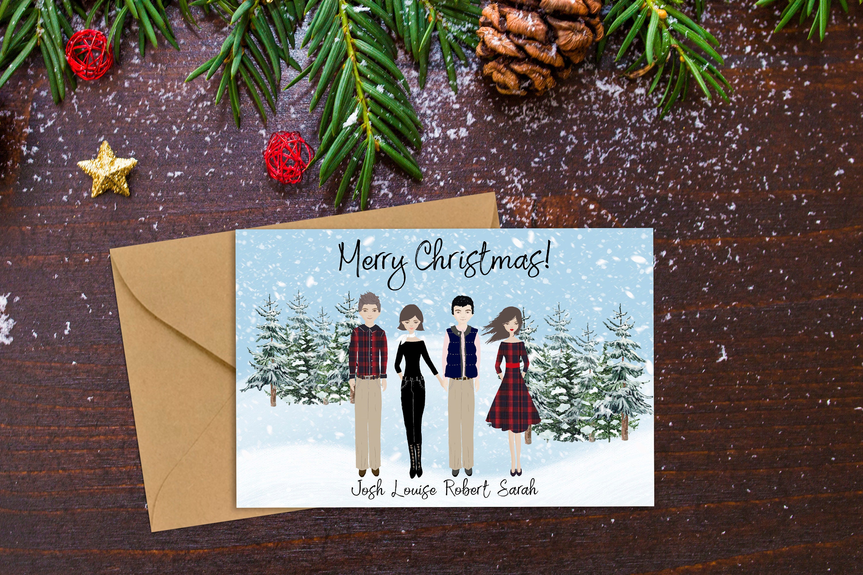 Printable Family Portrait Custom Christmas Card, Digital Family ...