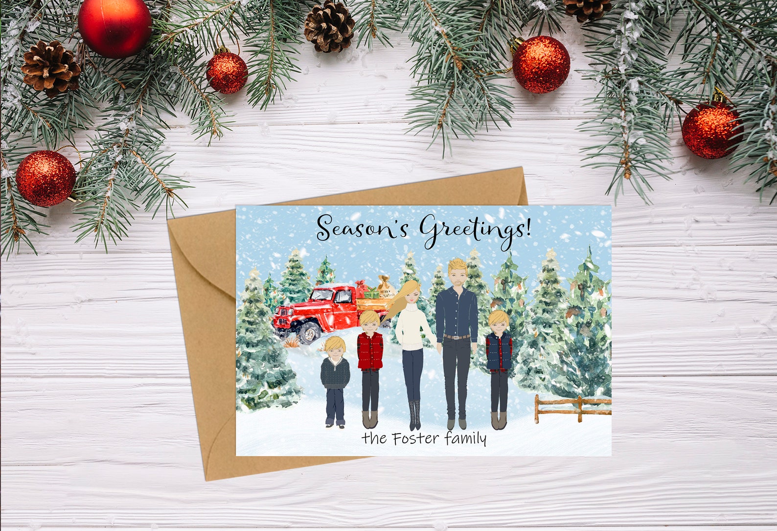 Printable Family Portrait Custom Christmas Card, Digital Family ...
