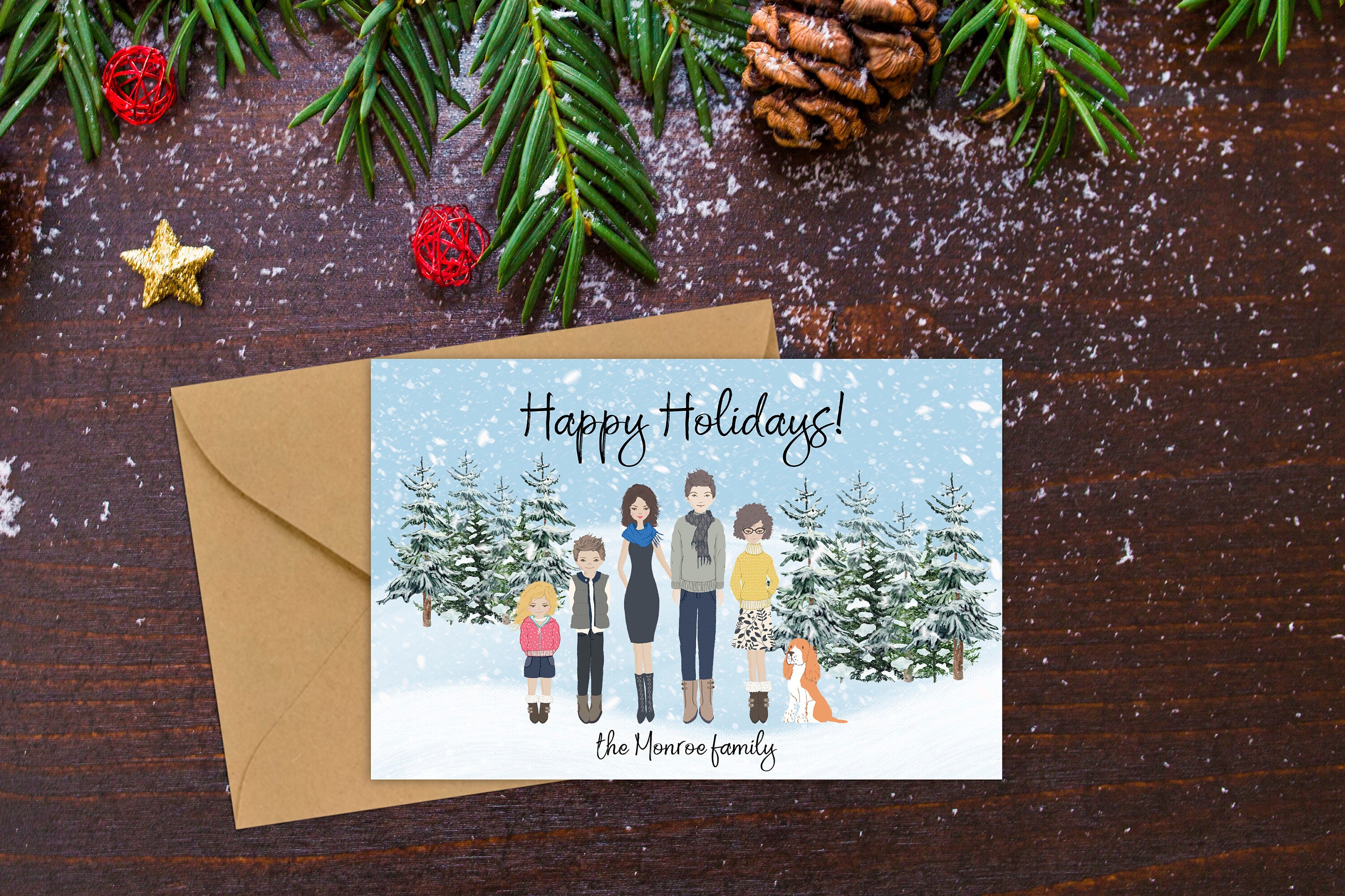 Custom Family Portrait Christmas Holiday Card Christmas Card - Etsy