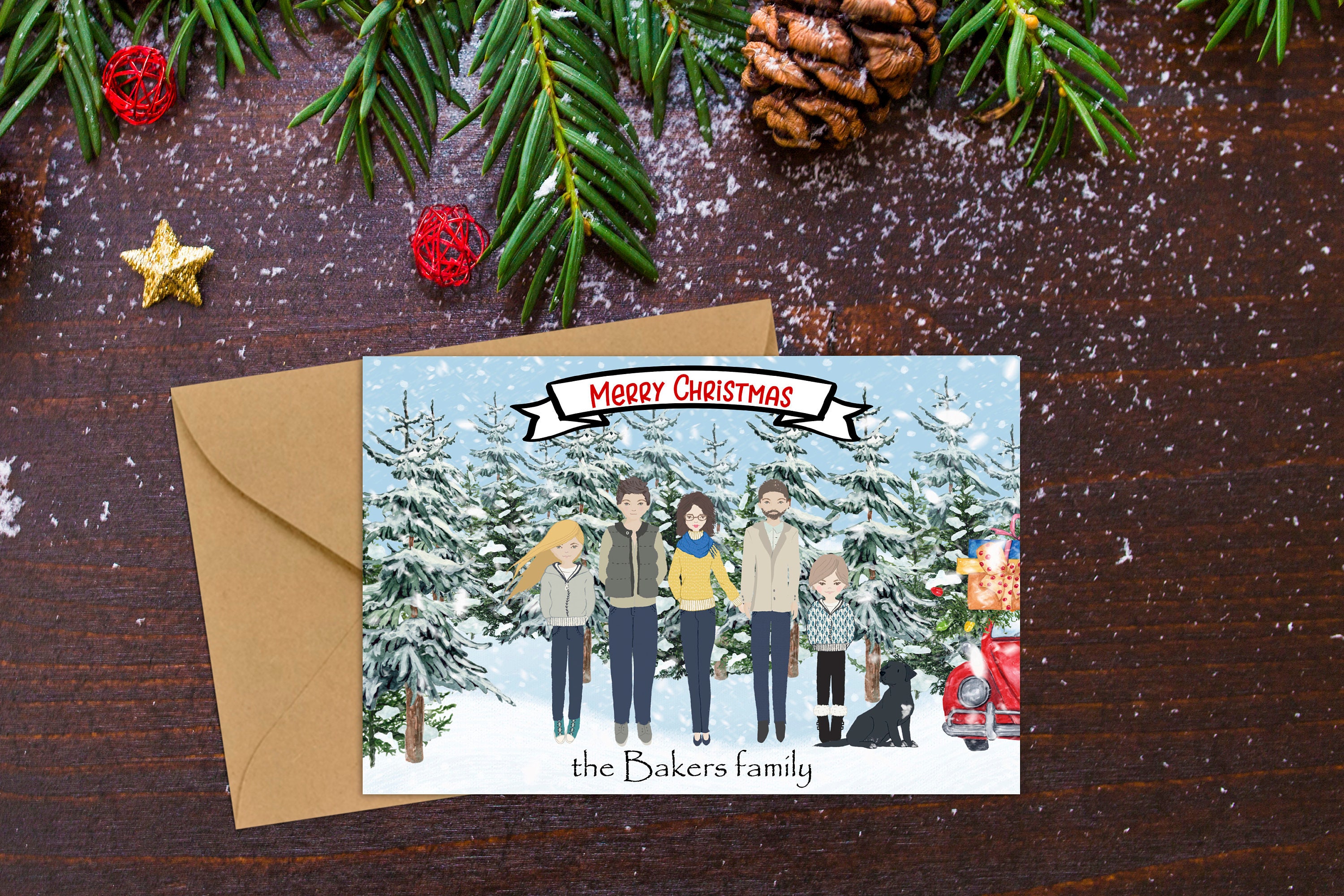 Printable Family Portrait Custom Christmas Card, Digital Family ...
