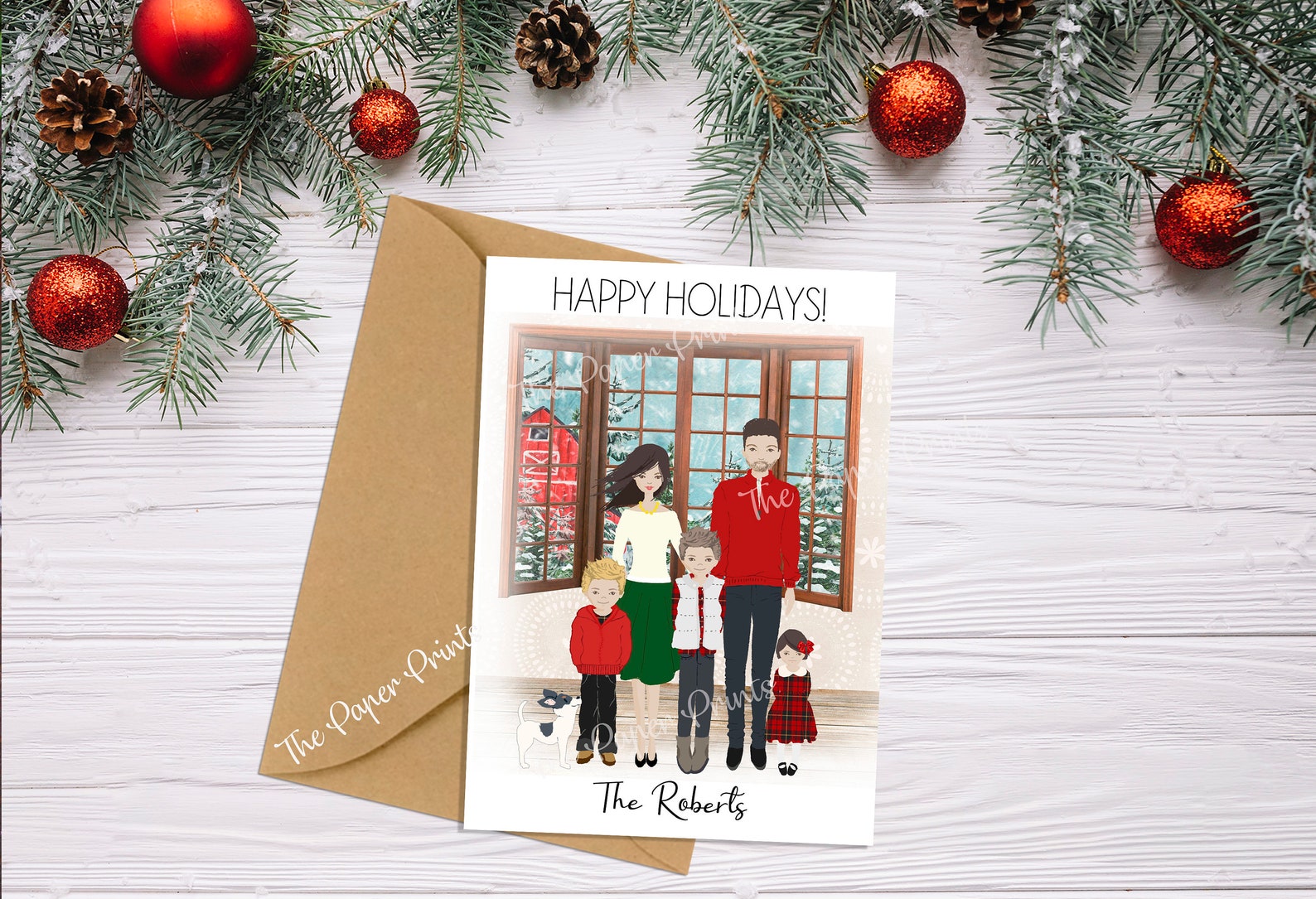 Printable Family Portrait Custom Christmas Card, Digital Family ...