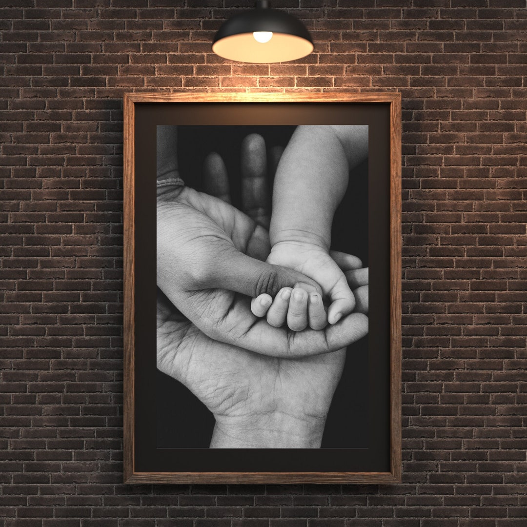 Black and White Photo Family Photo Hands Dad Mom and Child, Digital ...
