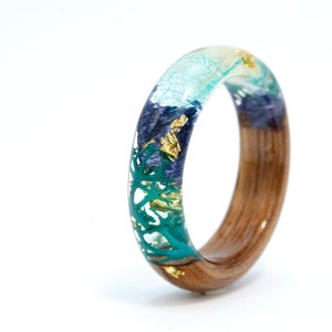 Blue Statement Resin Ring Statement Resin Ring Gold Flakes - Etsy