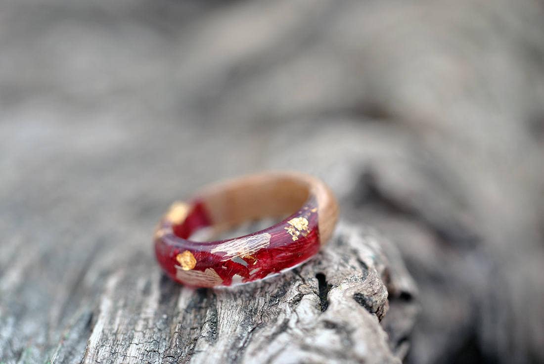 Wood resin rings flower resin rings mens resin rings resin | Etsy