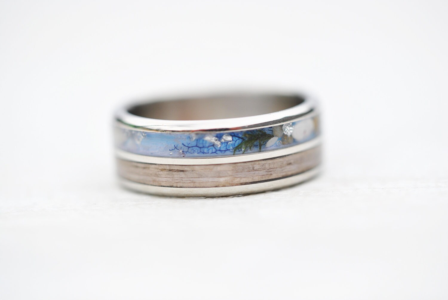 Titanium Engagement Ring Women With Flowers Ocean Titanium | Etsy