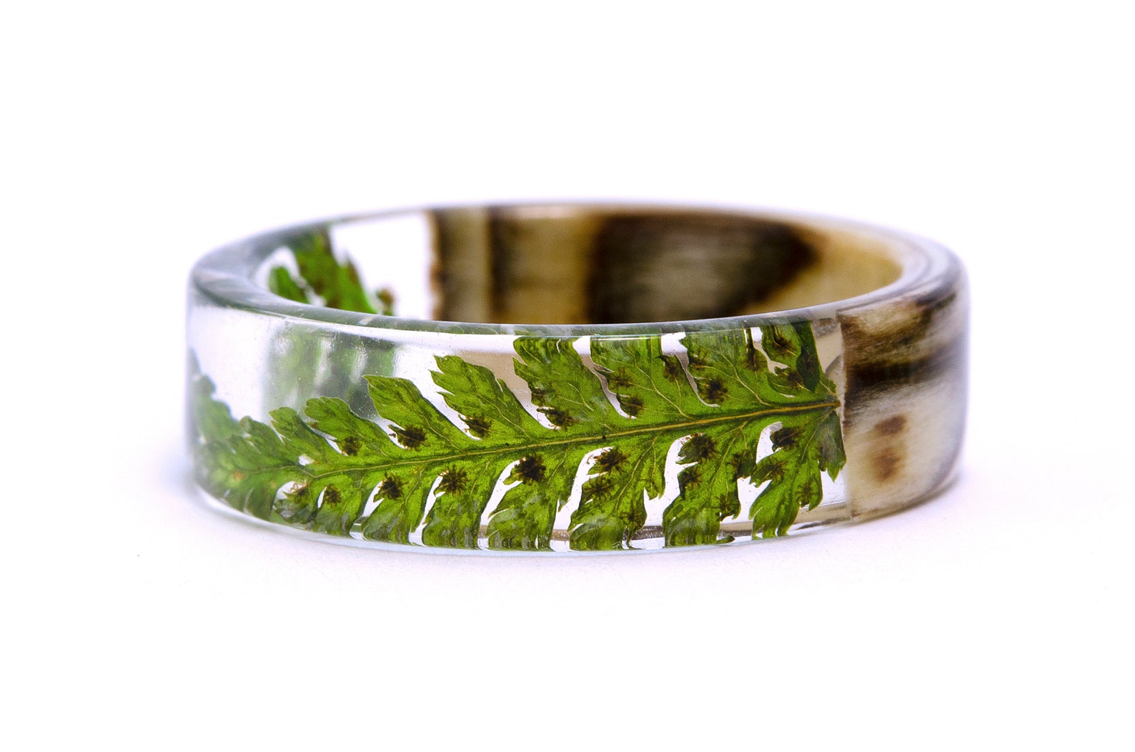 Real Fern Resin Ring. Forest Women Ring With Real Fern. Wood Resin Ring ...