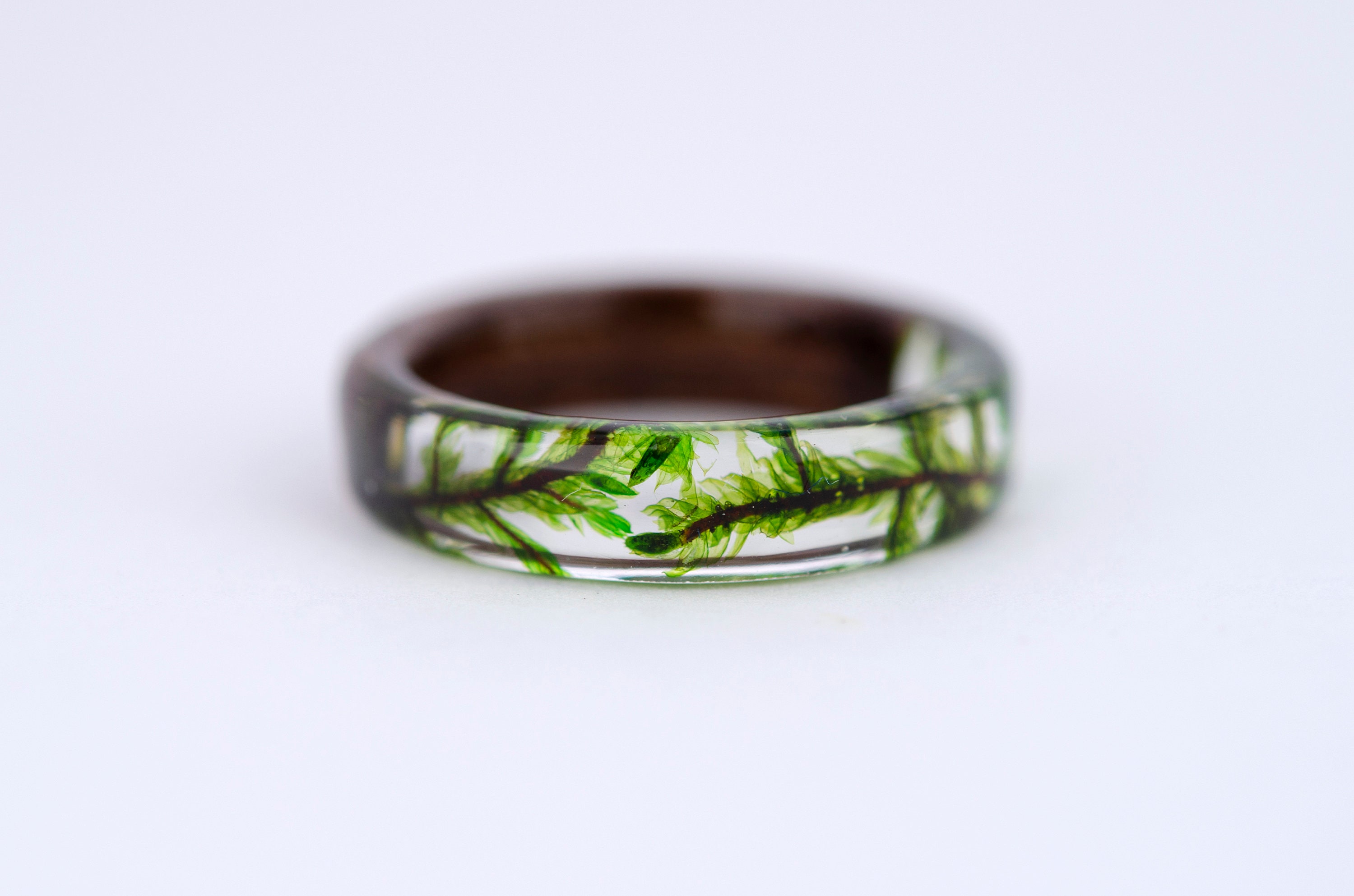 Resin Moss Rings Womens Wood Ring Forest Jewelry Nature Lover - Etsy