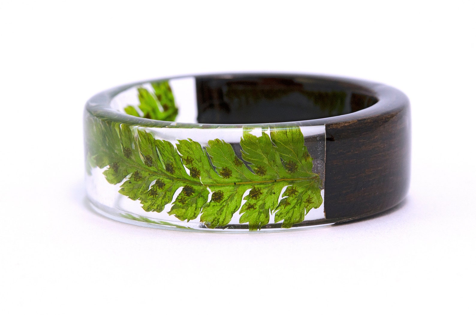 Real Fern Resin Ring. Forest Women Ring With Real Fern. Wood Resin Ring ...