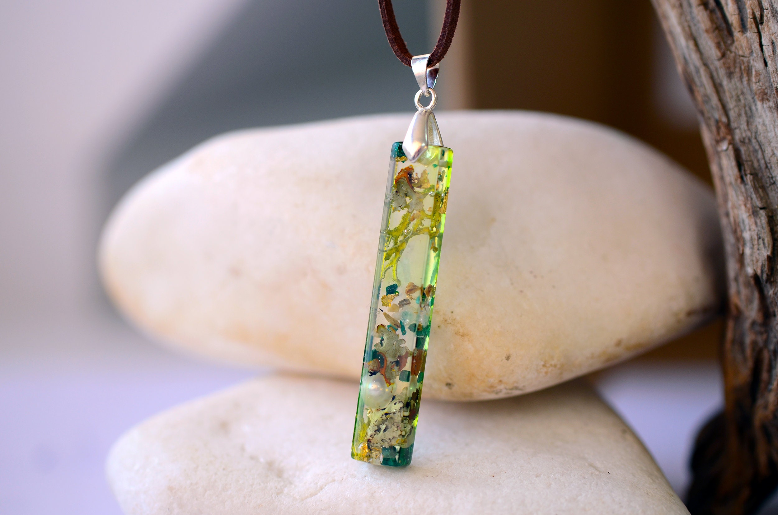 Forest Necklace for Women With Moss and Stones: Jasper - Etsy