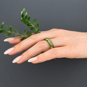 Forest Ring, Real Pressed Green Leaves and Gold24k, Nature Inspired ...