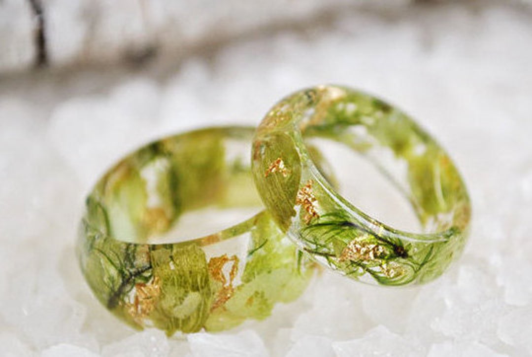 Moss Ring, Nature Inspired Resin, Forest Resin Ring, Real Pressed Green ...