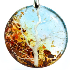 Red Resin Necklace, Nature Necklace With Spices, Resin White Tree ...