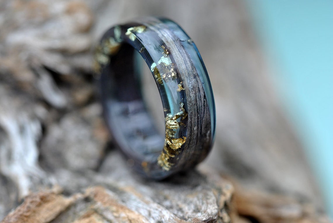 Mens resin ring resin wood ring wood resin ringwood and | Etsy