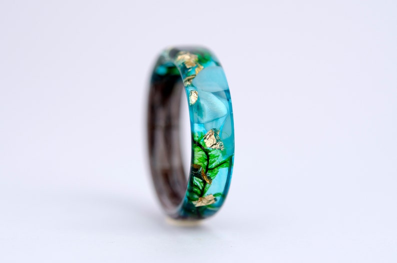 Forest Women Ring Wood Grass Resin Ring Women Nature Unique - Etsy