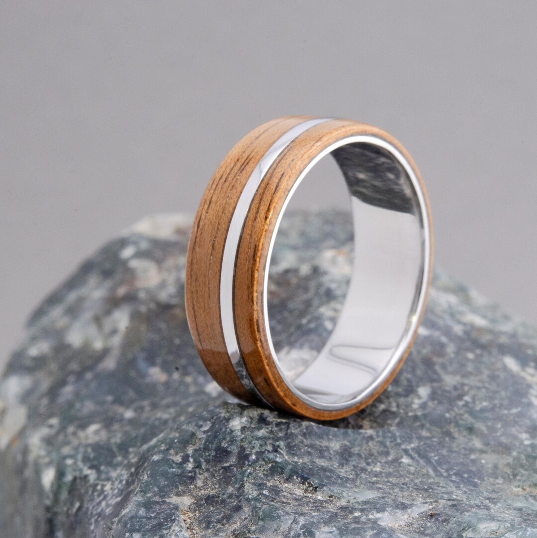 American Walnut Ring for Men, Men Wedding Band With American Walnut ...