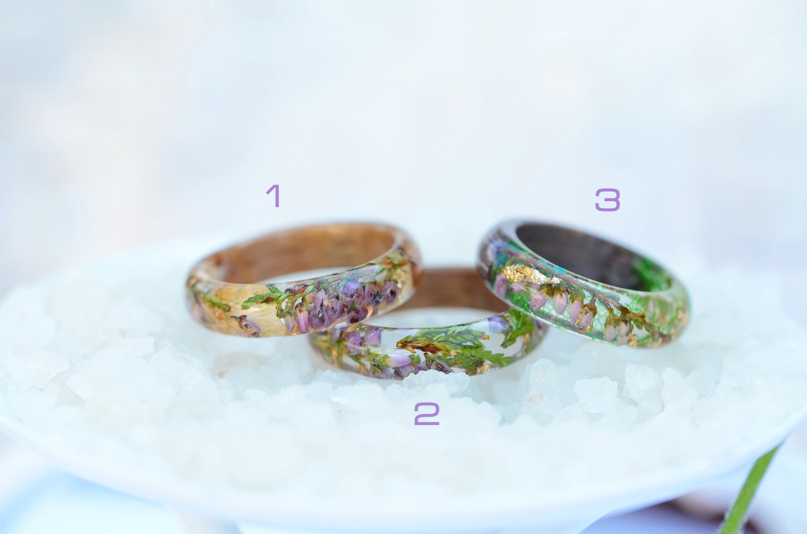 Forest Pink Heather Flower Ring, Wood Nature Wedding Ring, Real Heather ...