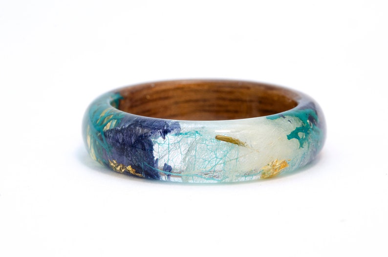 Blue Statement Resin Ring Statement Resin Ring Gold Flakes - Etsy