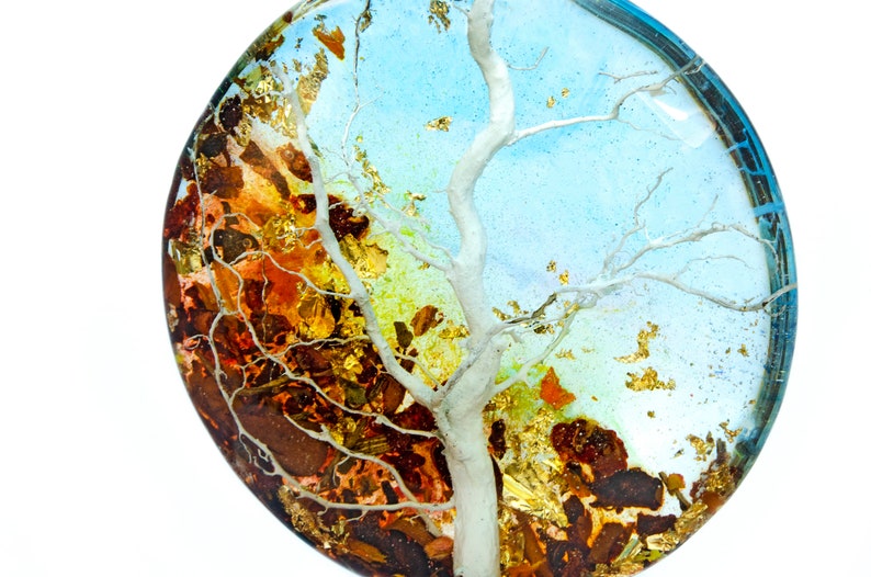Red Resin Necklace, Nature Necklace With Spices, Resin White Tree ...