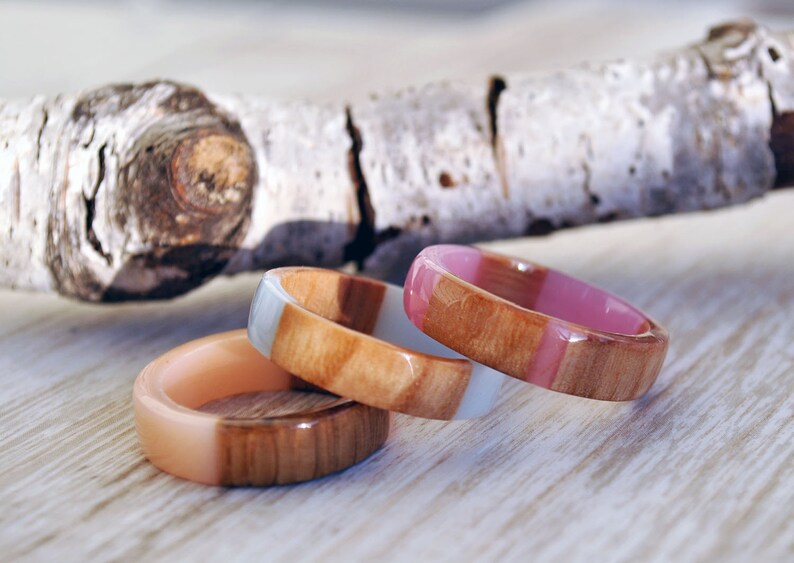 Pastel ring Pink ring Womens wood ringPersonalized | Etsy