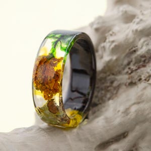 Mens Forest Ring With Wood and Moss, Nature Wooden Wedding Rings, Wood ...