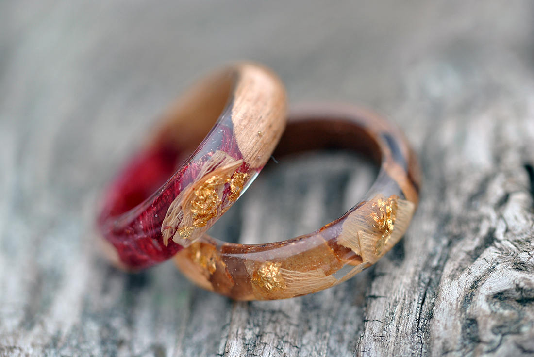 Wood resin rings flower resin rings mens resin rings resin | Etsy