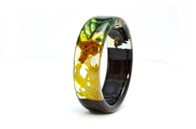 Mens Forest Ring With Wood and Moss Nature Wooden Wedding - Etsy