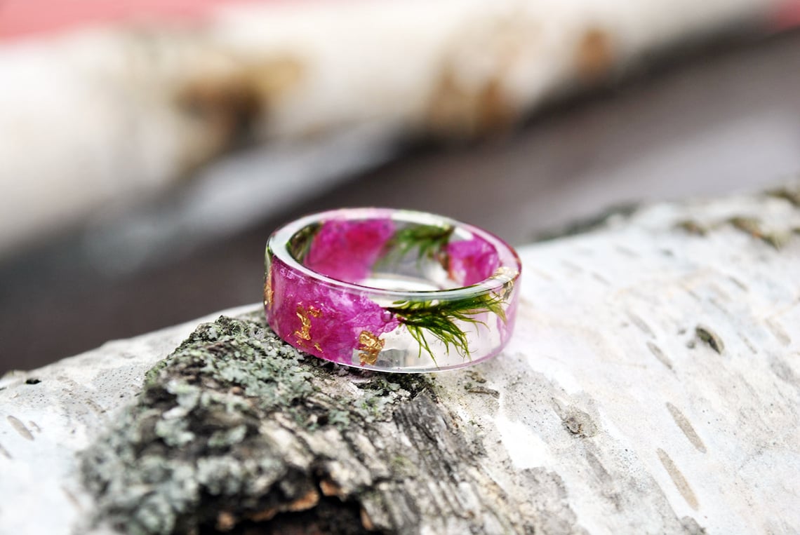 Nature rings nature inspired rings resin ring flower resin | Etsy