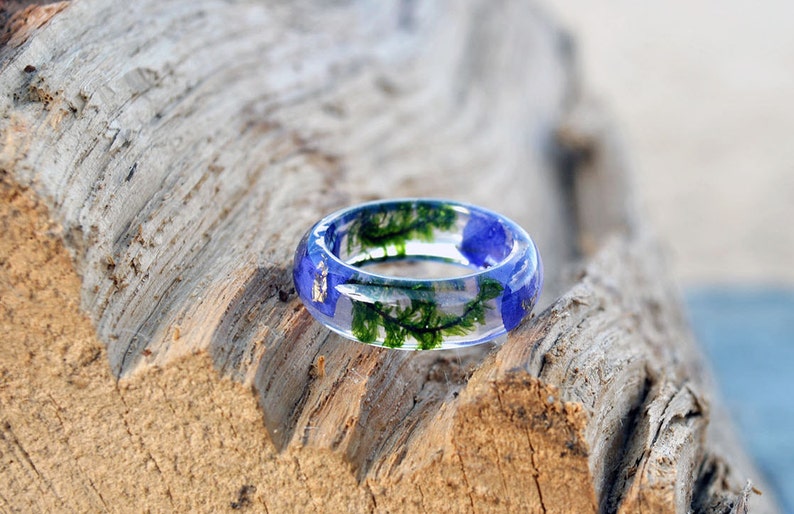 Blue Flower Ring Magic Ring Bohemian Ring Real Flower Ring - Etsy