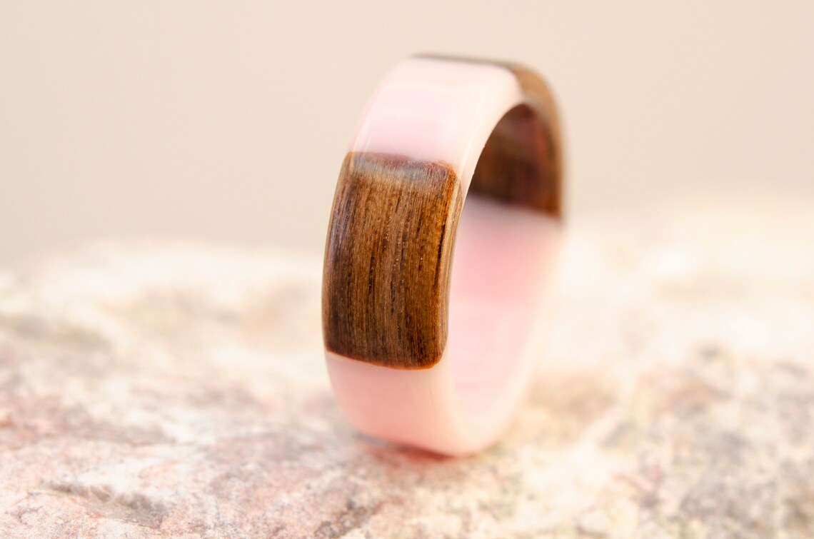 Pastel Ring Pink Ring Womens Wood Ringpersonalized | Etsy