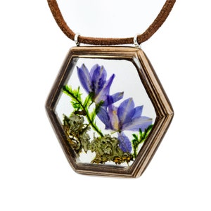 Moss Terrarium Necklace, Resin Nature Necklace, Lichen Terrarium ...