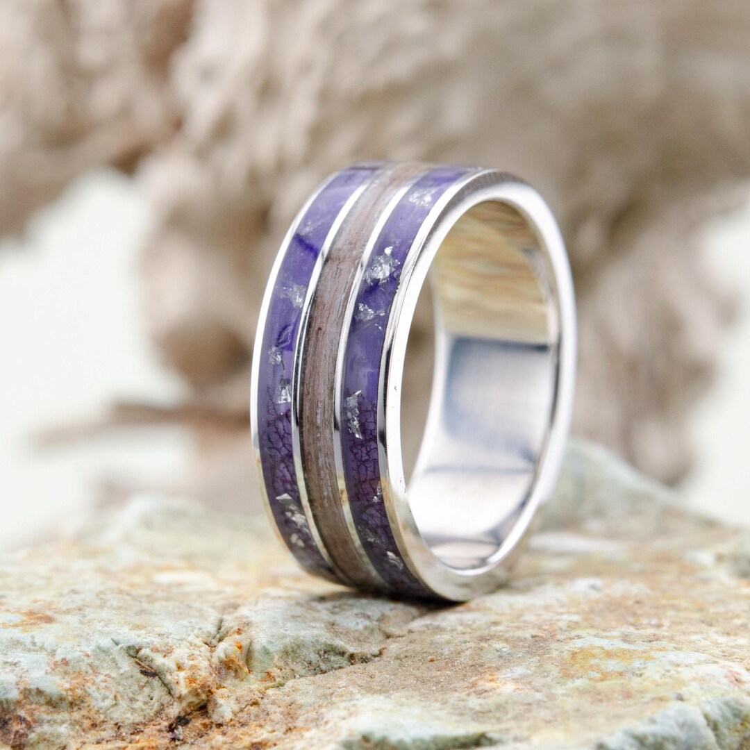 Men's Titanium Wedding Band With Poplar, Titanium Ring Poplar Wood and ...