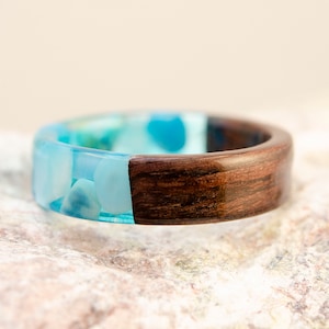Ocean Resin Ring, Mermaid Ring, Algae Ring, Summer Ring, Aquamarine ...