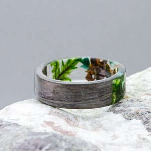 Forest Women Ring, Wood Grass Resin Ring, Women Nature Unique Rings ...