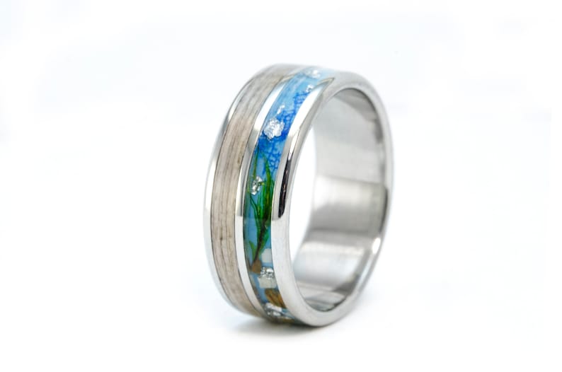 Titanium Engagement Ring Women With Flowers Ocean Titanium - Etsy