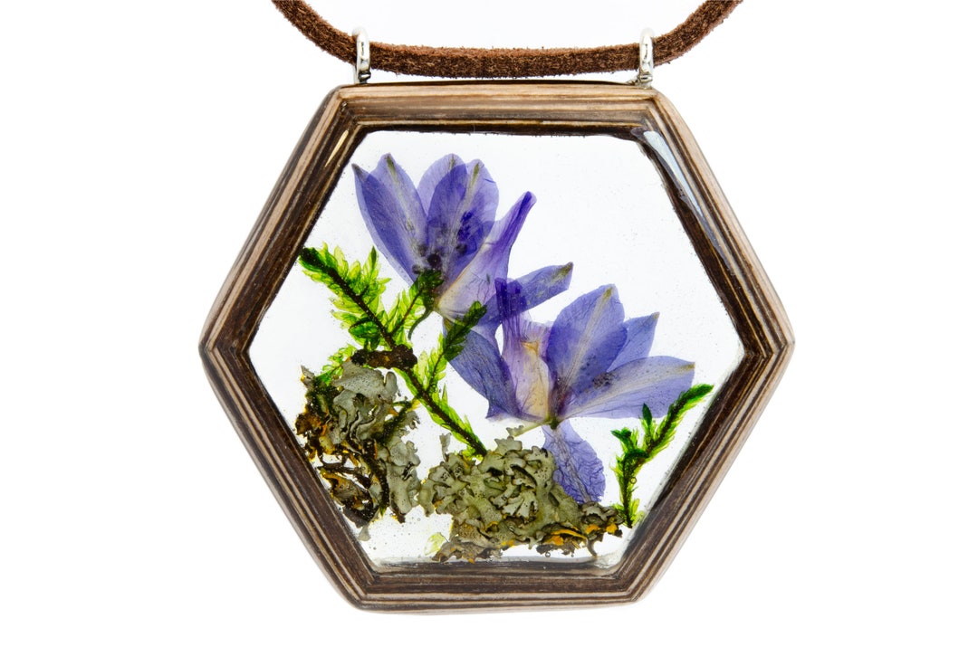 Moss Terrarium Necklace, Resin Nature Necklace, Lichen Terrarium ...