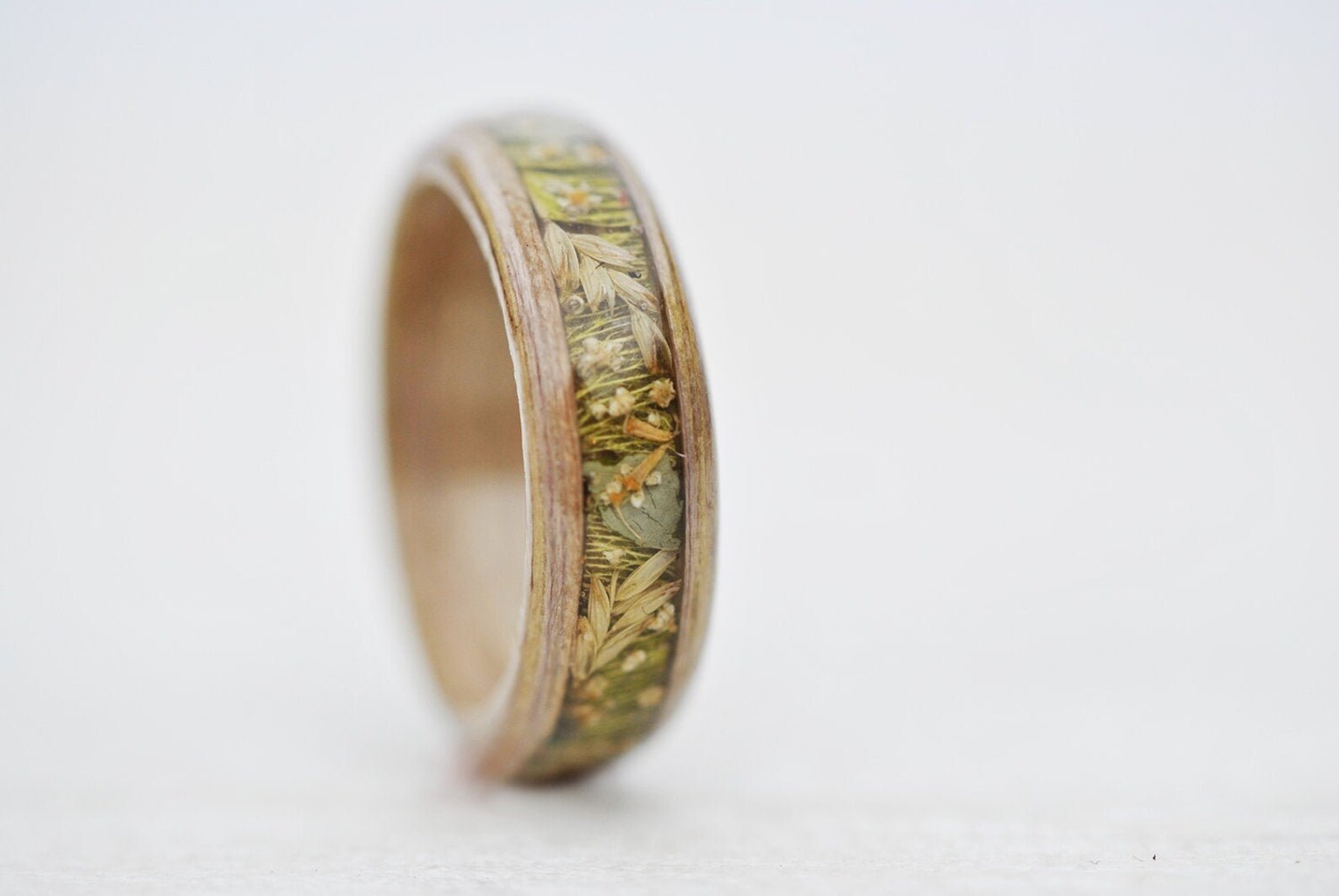 Wood nature wedding rings Engagement flower ring Light women | Etsy