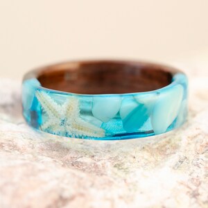 Ocean Resin Ring, Mermaid Ring, Algae Ring, Summer Ring, Aquamarine ...