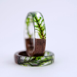 Resin Moss Rings Womens Wood Ring Forest Jewelry Nature Lover - Etsy