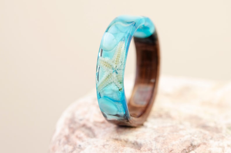 Ocean Resin Ring Mermaid Ring Algae Ring Summer Ring | Etsy