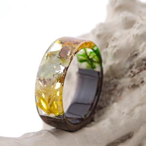Mens Forest Ring With Wood and Moss, Nature Wooden Wedding Rings, Wood ...