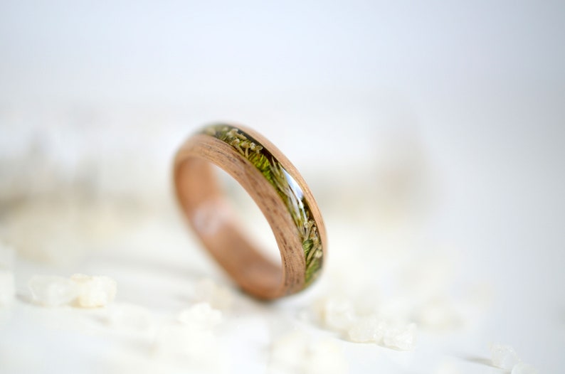 Wood nature wedding rings Engagement flower ring Light women | Etsy