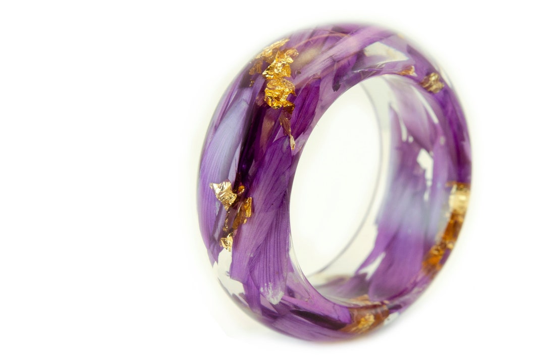 Violet Flower Resin Ring. Wedding Day Resin Ring With Purple - Etsy