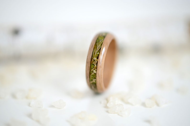 Wood nature wedding rings Engagement flower ring Light women | Etsy